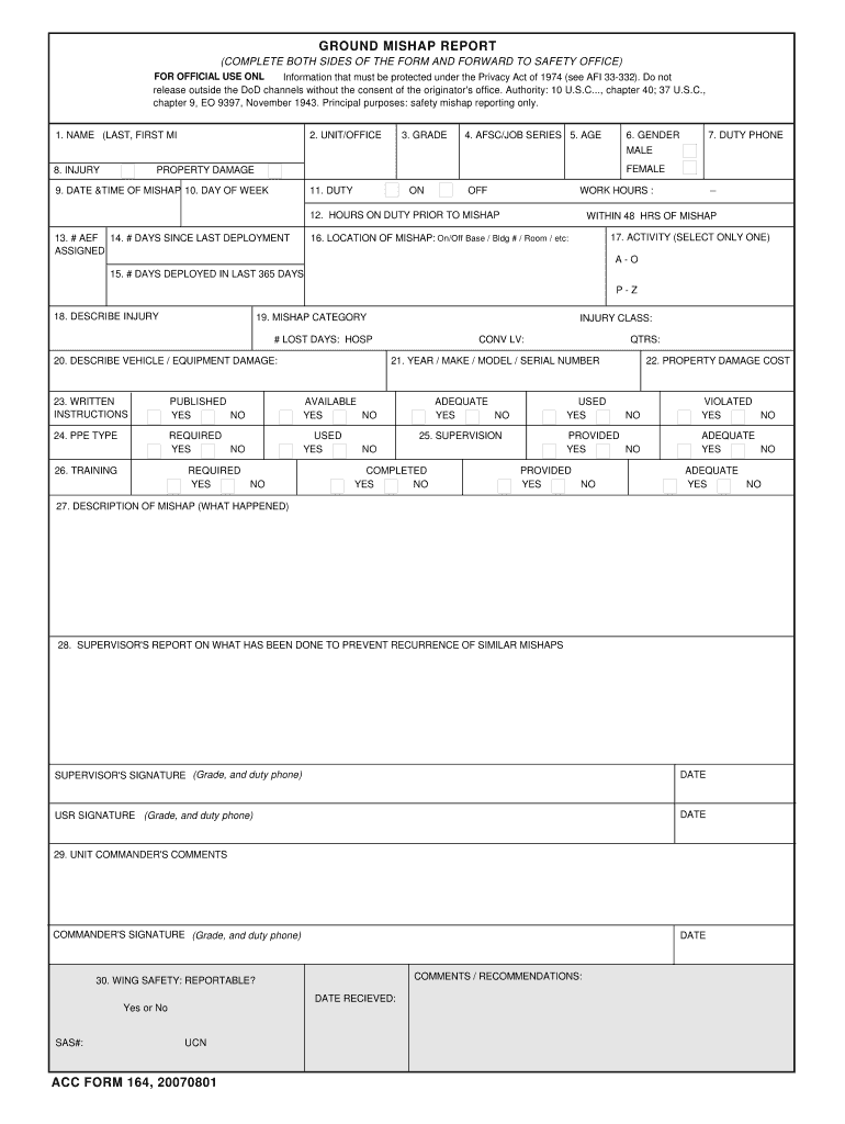 Fillable Online eustis army GROUND MISHAP REPORT (COMPLETE BOTH SIDES ...