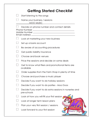 Fillable Online moo-music co Getting Started Checklist - Moo Music - moo-music co Fax Email ...