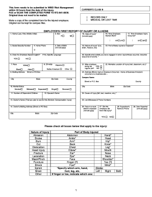 Fillable Online First Report of Injury or Illness Packet Fax Email ...