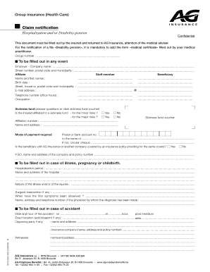 Fillable Online Claim notification - AG Employee Benefits Fax Email ...