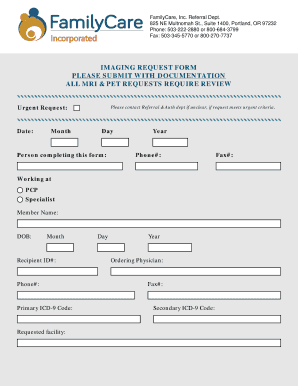 Fillable Online familycareinc imaging request form please submit with documentation all mri ...