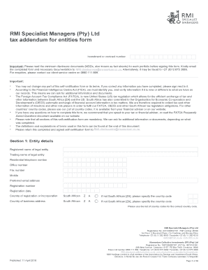 Fillable Online rmih co RMI Specialist Managers (Pty) Ltd tax addendum ...