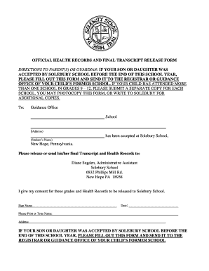 Fillable Online OFFICIAL RECORDS AND FINAL TRANSCRIPT RELEASE FORM Fax ...