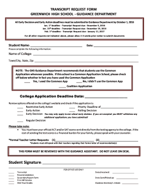 Fillable Online greenwichschools transcript request form greenwich high ...