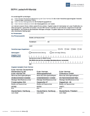 Fillable Online SEPA Lastschrift-Mandat Euler Hermes Einzelformular Fax ...