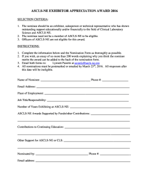 Fillable Online ascls-ne SELECTION CRITERIA: - ascls-ne Fax Email Print ...