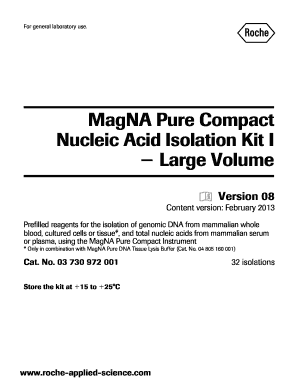 Fillable Online magna pure compact nucleic acid isolation kit i Fax ...