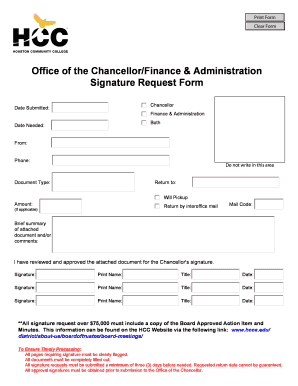Fillable Online hccs Chancellor Signature Request Form Fax Email Print - pdfFiller