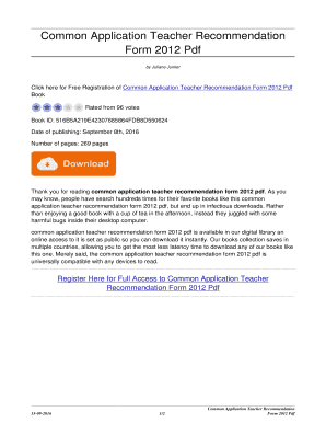 Fillable Online Common Application Teacher Recommendation Form 2012 Pdf ...