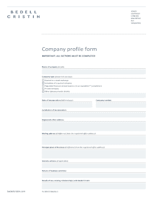 Fillable Online Company profile form - bedellcristin.com Fax Email ...