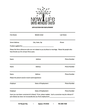 Custodian Job Application - New Life United Methodist Church - Seymour ...