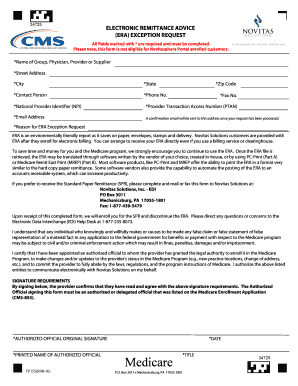 Fillable Online (ERA) EXCEPTION REQUEST - novitas-solutions.com Fax Email Print - pdfFiller