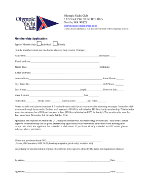 Fillable Online oycnw Member Application - Olympic Yacht Club Fax Email Print - pdfFiller