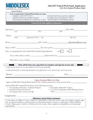 Fillable Online middlesexcc FWS application Fax Email Print - pdfFiller