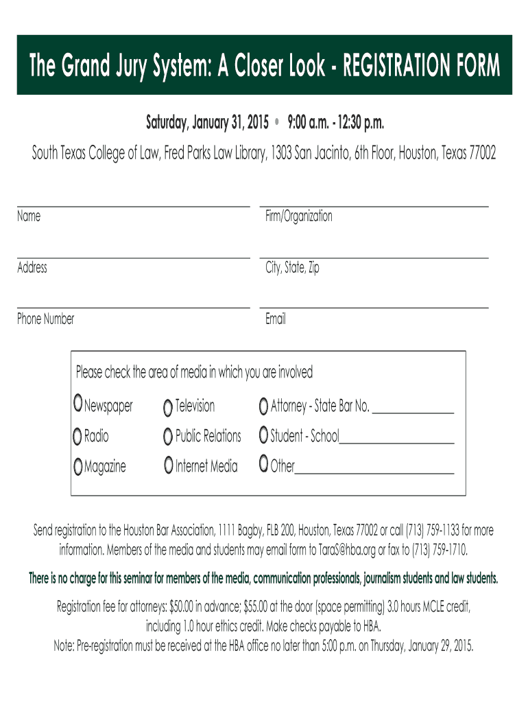 Fillable Online hba The Grand Jury System: A Closer Look - REGISTRATION FORM Fax Email Print ...
