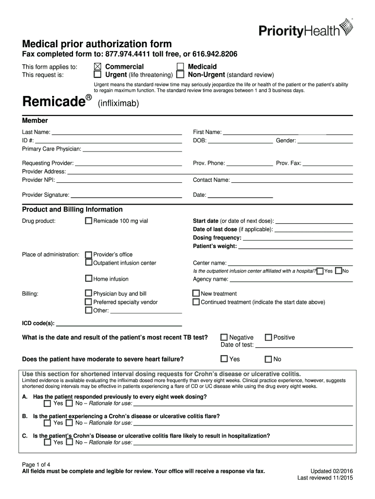Fillable Online Medical prior authorization form. Request determination ...