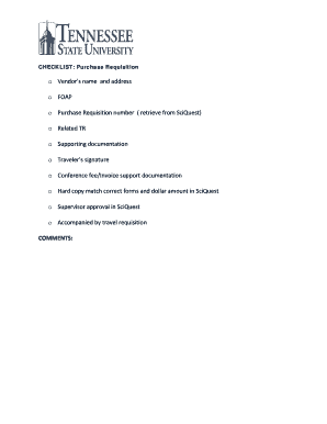 Fillable Online CHECKLIST: Purchase Requisition Fax Email Print - pdfFiller