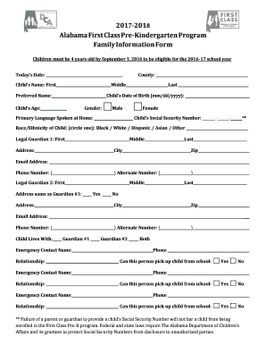 Fillable Online images pcmac Alabama First Class Pre-Kindergarten Program Family ... Fax Email ...