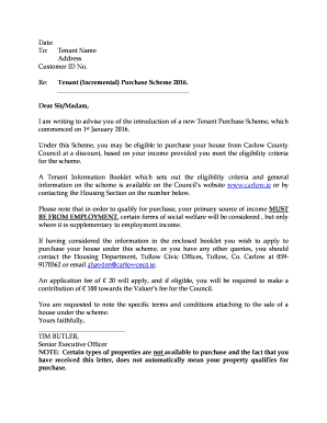 Fillable Online I am writing to advise you of the introduction of a new ...