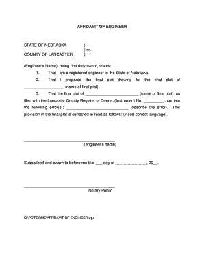 Fillable Online lincoln ne Q: PC FORMS AFFIDAVIT OF ENGINEER.wpd - Lincoln Fax Email Print ...