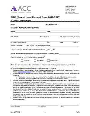 Fillable Online Email: finaid arapahoe.edu PLUS (Parent Loan) Request Form ... Fax Email Print ...