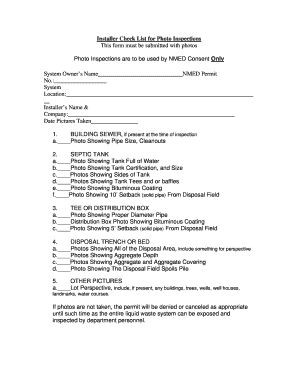 Fillable Online Installer Check List for Photo Inspections Fax Email Print - pdfFiller