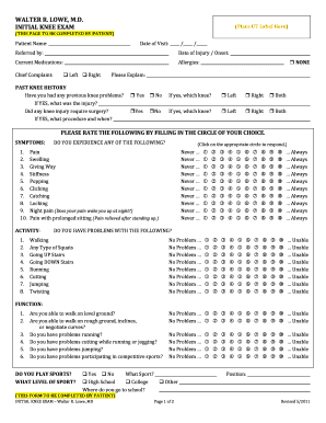 Fillable Online New Patient Knee Form Fax Email Print - pdfFiller