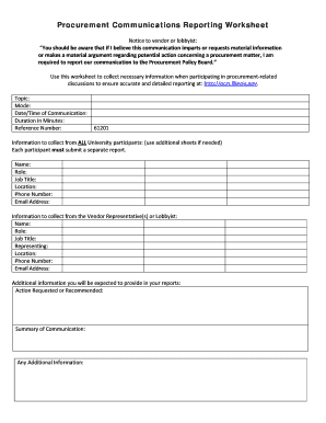 Fillable Online eiu Procurement Communications Reporting Worksheet Fax ...