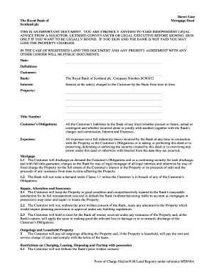 Fillable Online Direct Line Mortgage Deed - The One account Fax Email ...