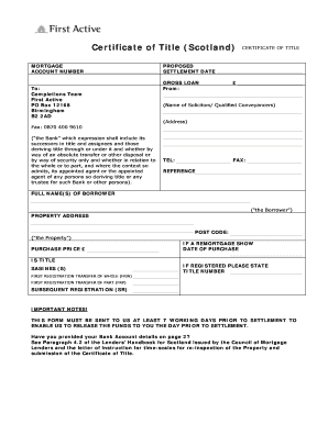 Fillable Online First Active Certificate of Title - Scotland - The One ...