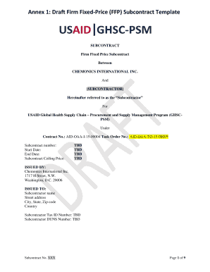 Fillable Online Annex 1: Draft Firm Fixed-Price (FFP) Subcontract ...
