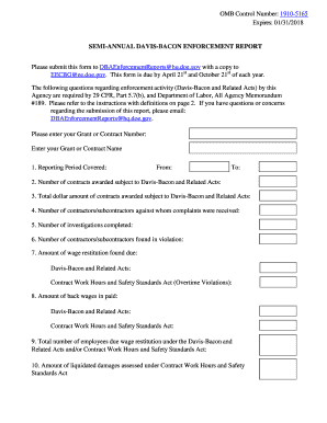 Fillable Online energy Appendix 6: Davis-Bacon Semi-Annual Report Form ...