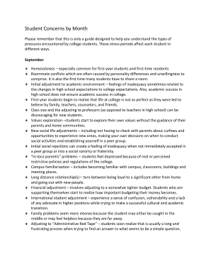Fillable Online Student Concerns by Month Fax Email Print - pdfFiller