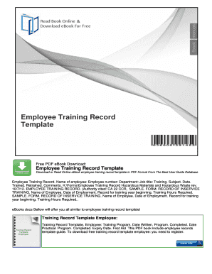 Fillable Online Employee Training Record Template - mybooklibrary.Com ...