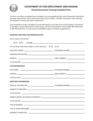Fillable Online dfeh ca Sexual Harassment - DFEH - California Fax Email ...