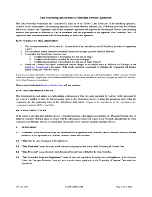 Fillable Online Data Processing Amendment to MSA - FINAL - Medidata ...