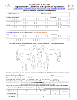 Fillable Online Replacement Certificate Application - Equestrian ...