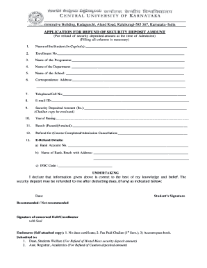 Application For Refund Of Security Deposit - Fill Online, Printable ...