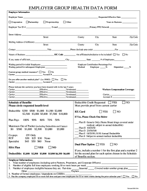 Fillable Online Group Health Data Form - nexus-img.com Fax Email Print ...