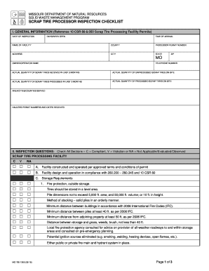 Fillable Online dnr mo scrap tire processor inspection checklist ...