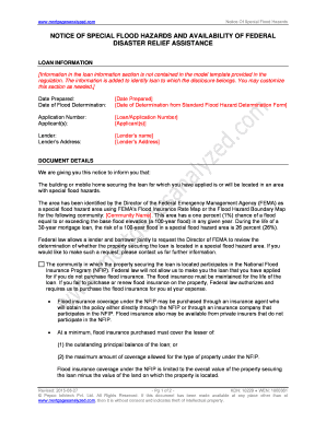 Fillable Online Notice Of Special Flood Hazards Model Form - Mortgages ...