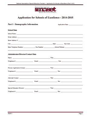Fillable Online naset National Association of Special Education Teachers Application for Schools ...