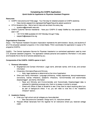Fillable Online Completing the CASPA Application: Fax Email Print ...