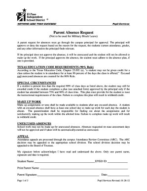 Fillable Online episd Parent Absence Request 1 Fax Email Print - pdfFiller