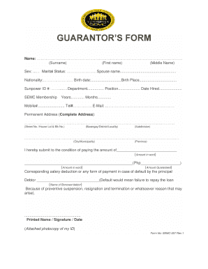 Fillable Online GUARANTOR S FORM - sunpowercoop.weebly.com Fax Email ...