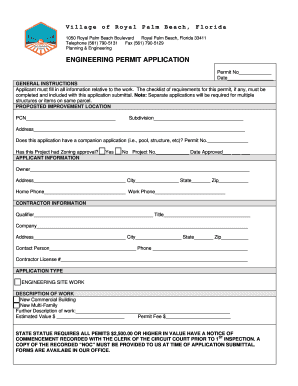 Fillable Online Engineering Permit Form - Royal Palm Beach, FL Fax Email Print - pdfFiller