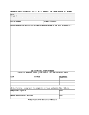 Fillable Online rrcc mnscu RAINY RIVER COMMUNITY COLLEGE- SEXUAL ...