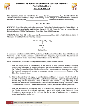 Fillable Online clpccd Paid Sabbatical Leave AGREEMENT - Chabot-Las ...