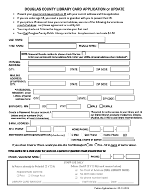 Fillable Online douglascountynv Library Card Application - Douglas ...