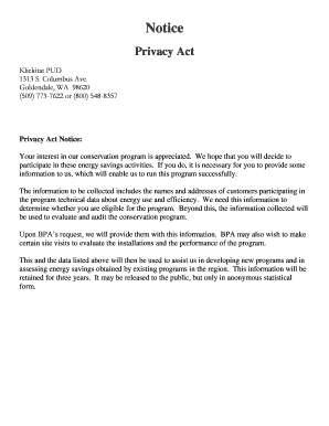 Fillable Online Notice - Klickitat PUD Fax Email Print - pdfFiller